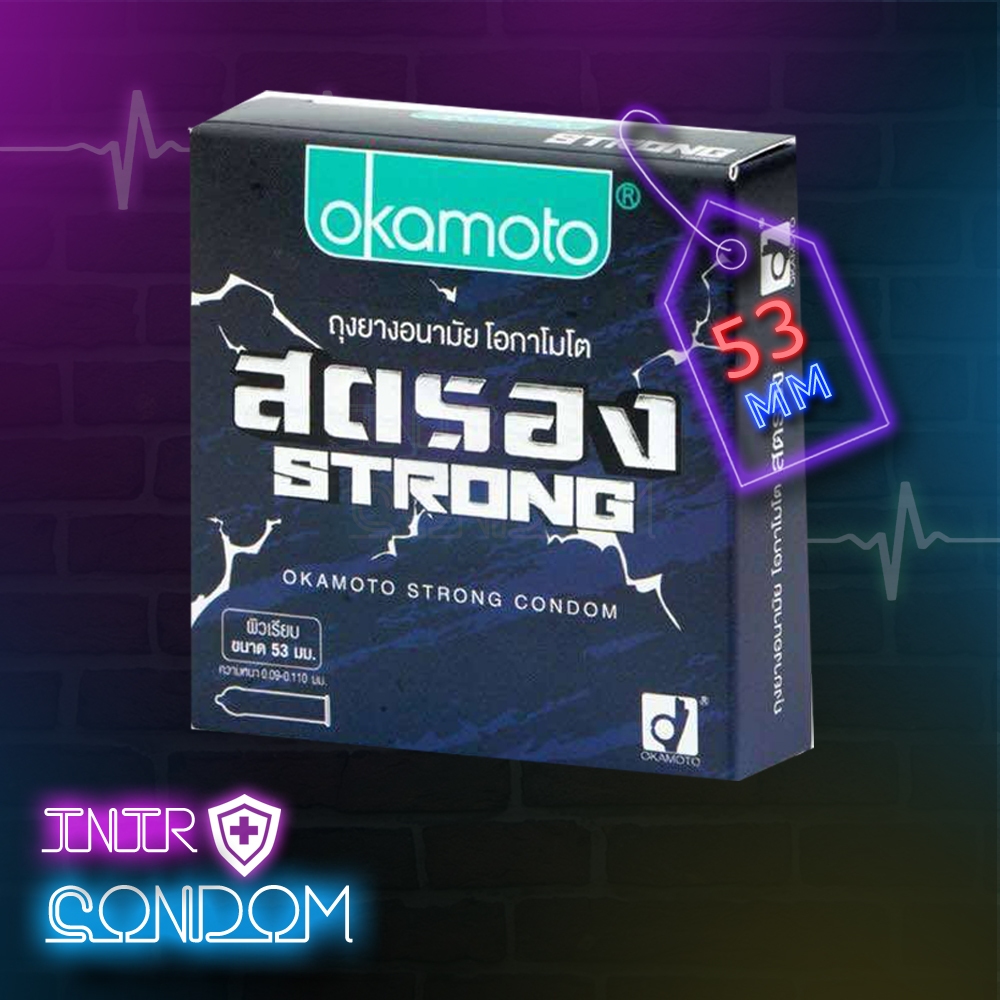Okamoto Strong ถุงยางอนามัย มีสารชะลอการหลั่ง ผิวเรียบ ขนาด 53 มม. บรรจุ 1 กล่อง (3 ชิ้น ...