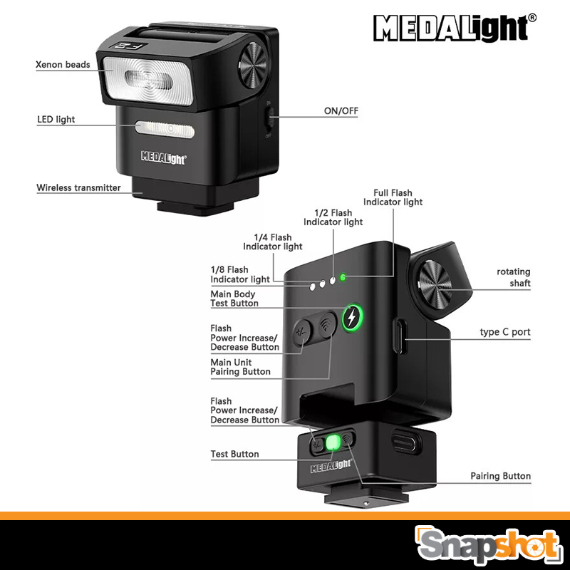 MEDALight F2 Mini Wireless Camera Flash Light Speedlite Ricoh GR3 Fuji ...