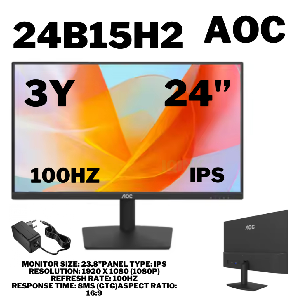Monitor (จอมอนิเตอร์) 24B15H2 23.8" IPS 1920 × 1080 (FHD) AdaptiveSync ...