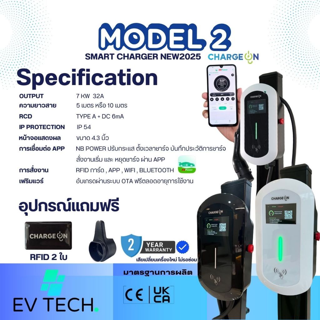 CHARGE ON Wall Charger เชื่อมต่อAPP TUYA Smart Life เครื่องชาร์จรถยนต์ ...