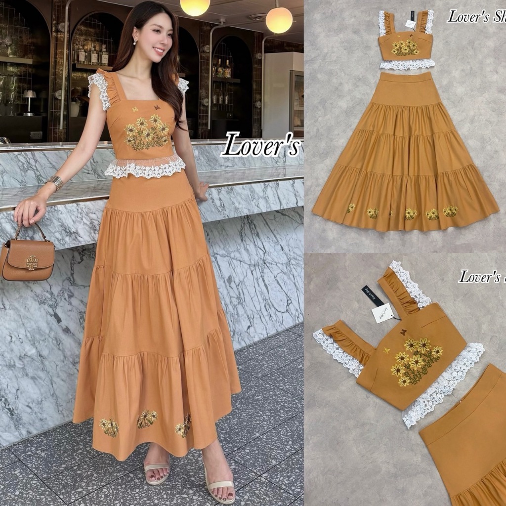 Lover's Shop Set2ชิ้นปักดอกไม้ ผ้าลินิน ชาไทย(*รบกวนเช็คสต๊อกก่อนกดสั่งซื้อ) | Shopee Thailand