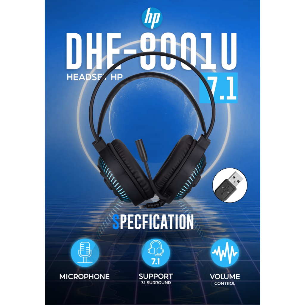 HP Gaming Headset DHE-8001 / DHE-8001U หูฟังเกมมิ่ง หูฟังเล่นเกมส์ หู ...