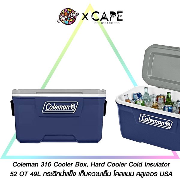 made in USA Coleman 316 Cooler Box, Hard Cooler Cold Insulator 52 QT ...