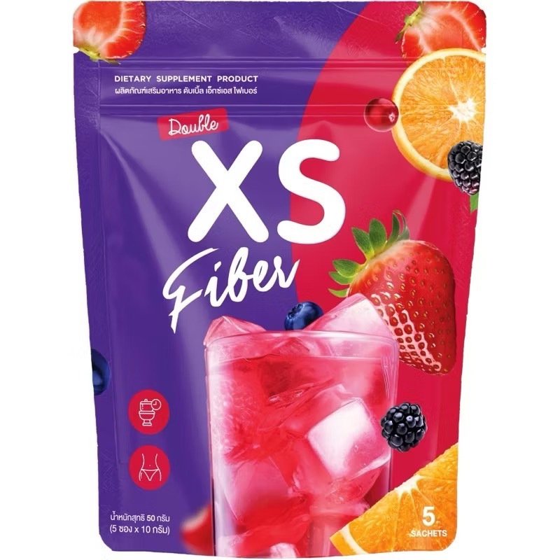XS Double Fiber ไฟเบอร์ ดับเบิ้ล เอ็กซ์เอส 1 กล่องมี 5 ซอง | Shopee ...