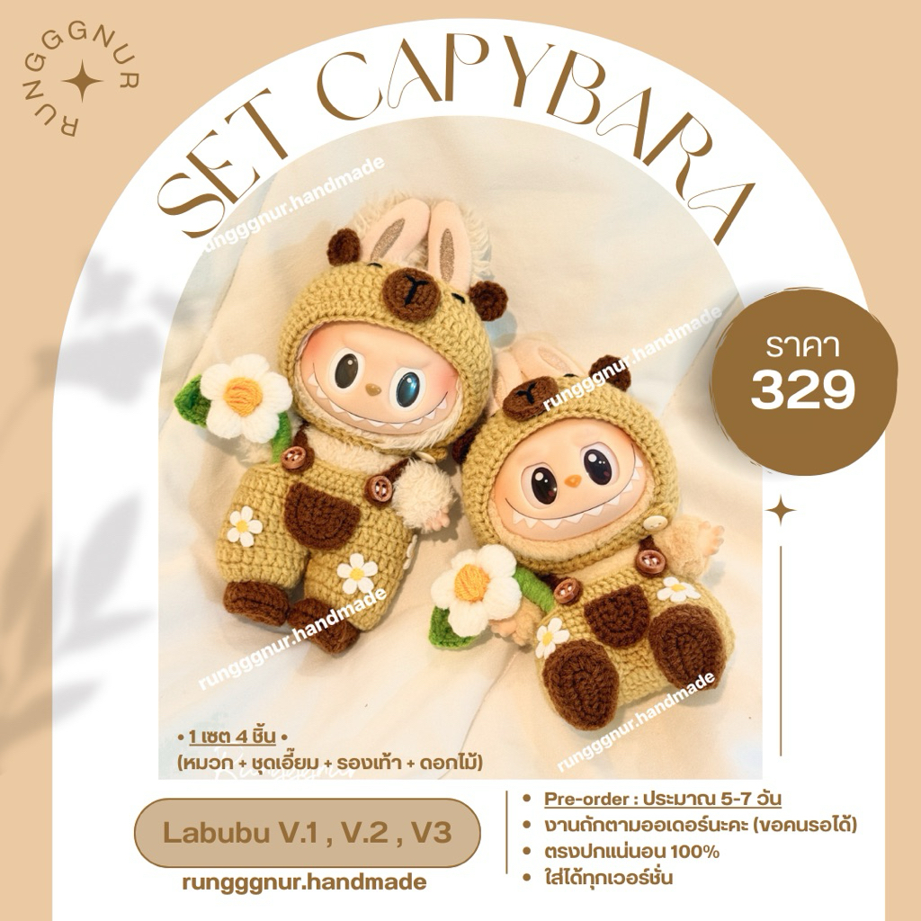 [Set Capybara x Daisy] - Labubu v.1 , v.2 , v.3 ชุดคาปิบาร่า ชุดลาบูบู้ ...