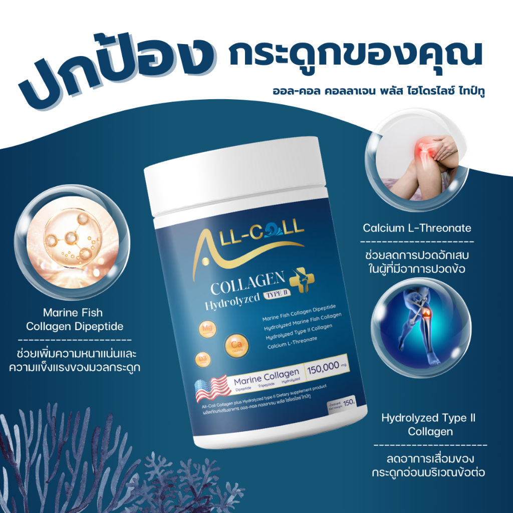 All Coll Collagen Type 2 คอลลาเจนข้อเข่า เซต 2 กระปุก | ฟื้นฟูข้อต่อ ...