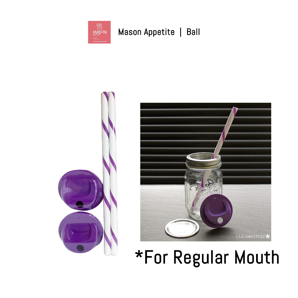 15001P Ball SIP&STRAW Lids - R/M Color Purple ฝาปิด 2.5 นิ้วและหลอด ...
