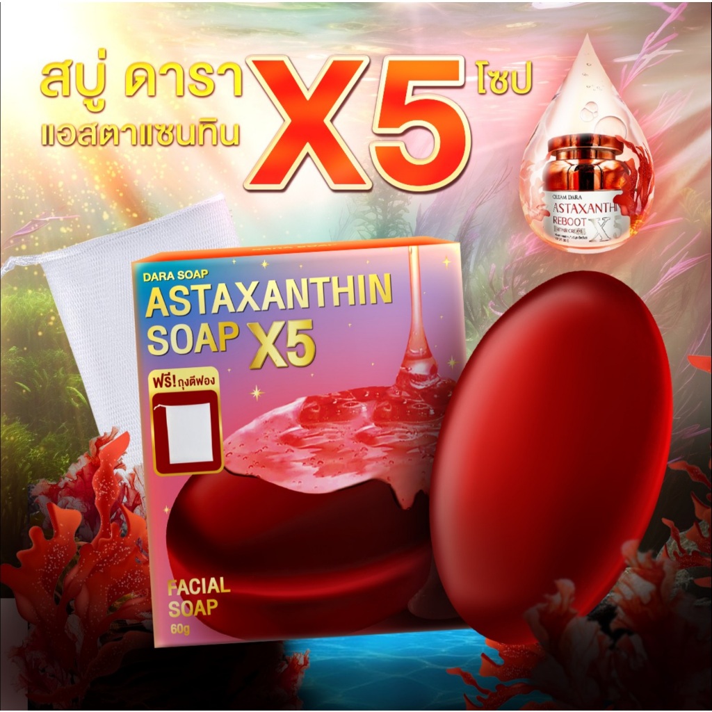 DARA SOAP ASTAXANTHIN X5 SOAP (สบู่ดารา แอสตาแซนทิน เอ็กไฟว์ โซป ...