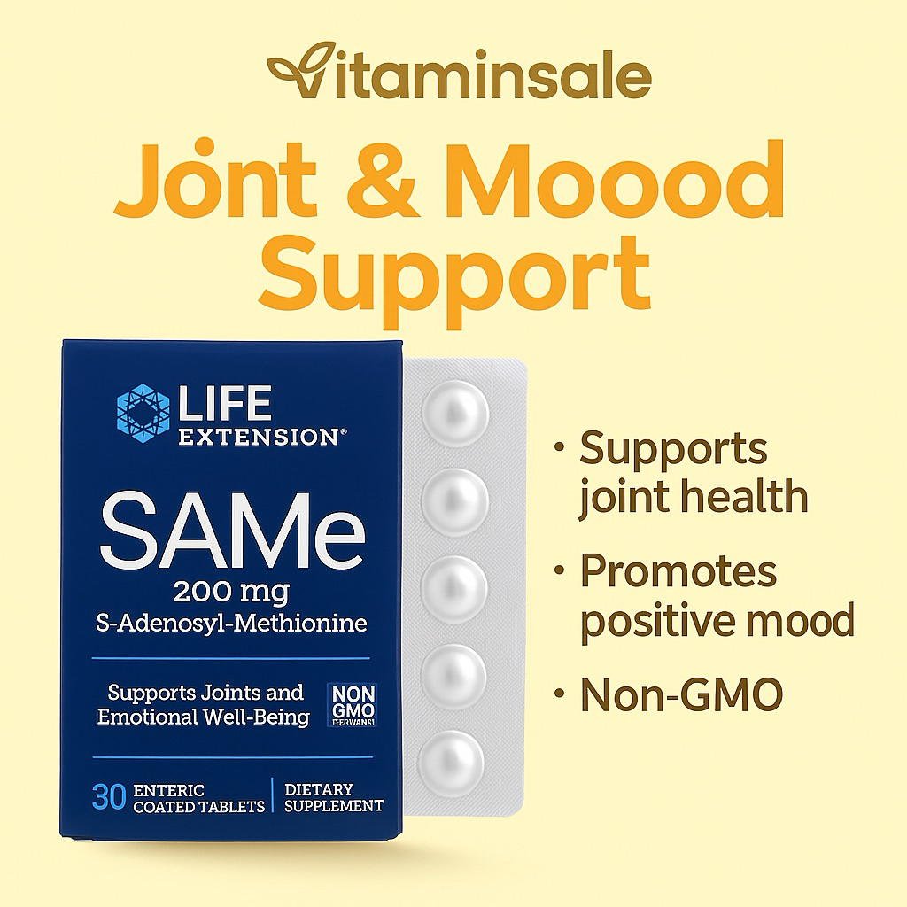 Life Extension SAMe 200mg 30 เม็ด เสริมดูแลร่างกาย สูตรเคลือบพิเศษ ...