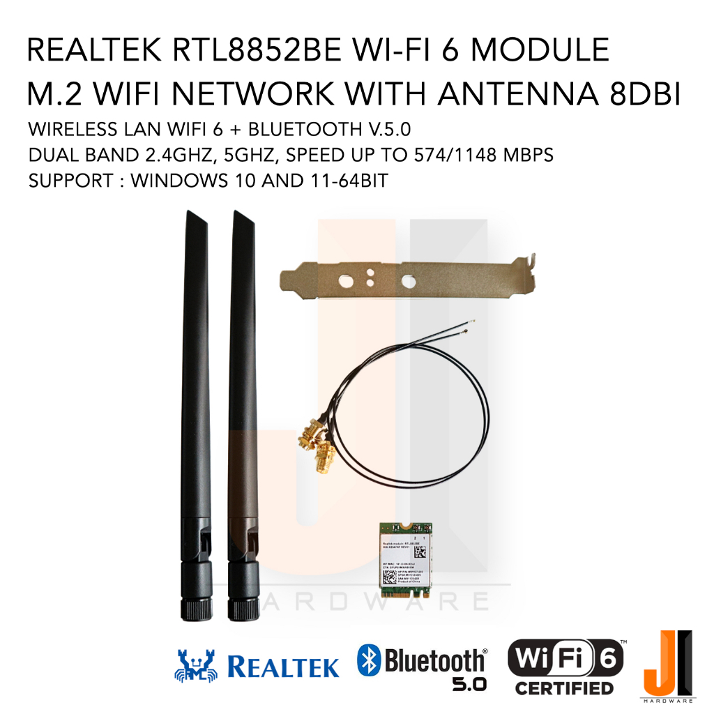 Realtek RTL8852BE Wi-Fi 6 module card wifi + bluetooth v.5.0 dual band ...