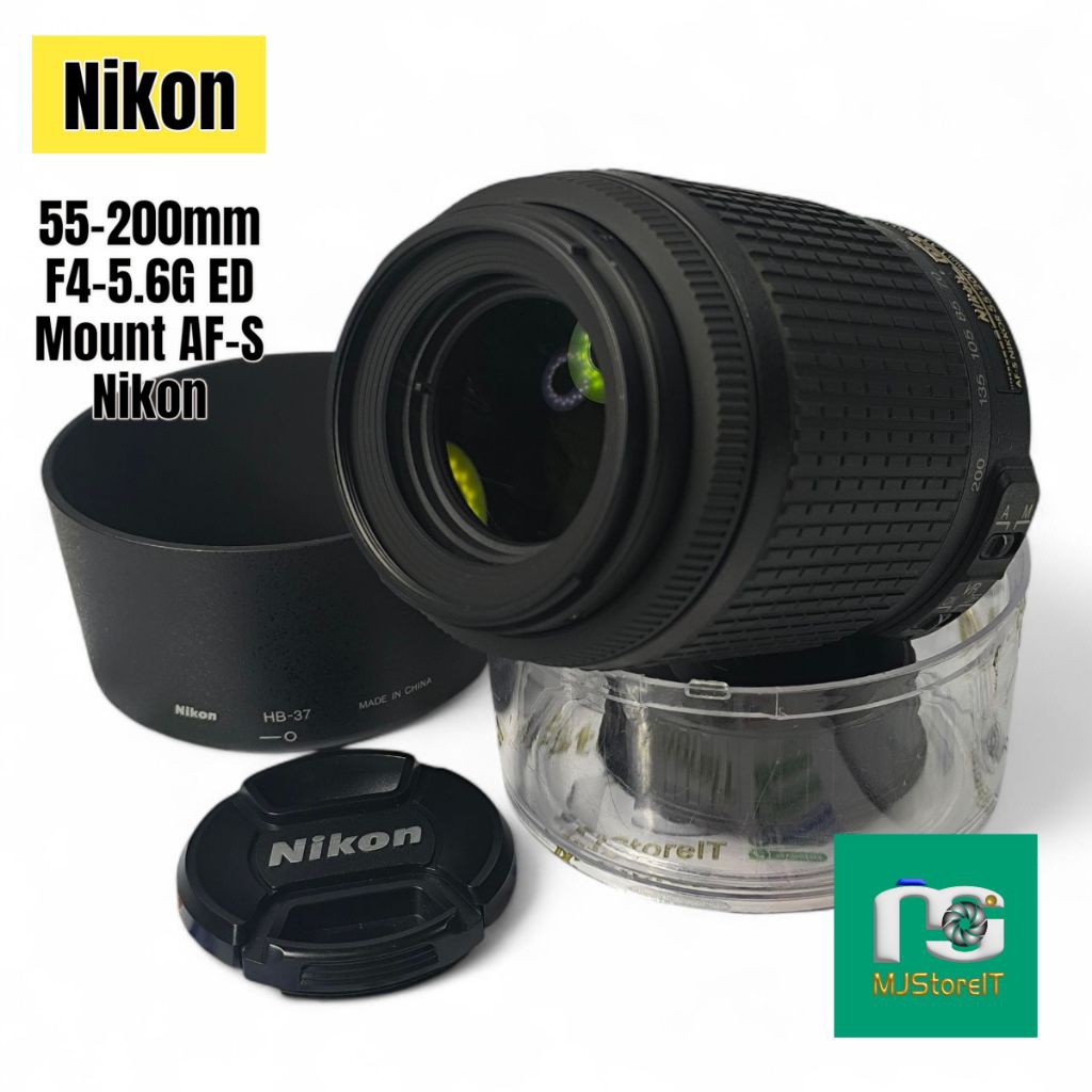 Nikon DX Zoom-Nikkor 55-200mm F4-5.6G ED + Hood #กันสั่น Mount AF-S Nikon (สภาพ 80-90) | Shopee ...