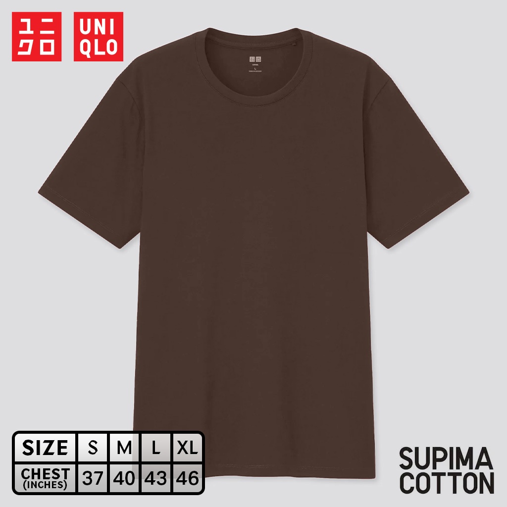 เสื้อยืดแขนสั้น Uniqlo Supima Cotton - 38 Dark Brown | Shopee Thailand