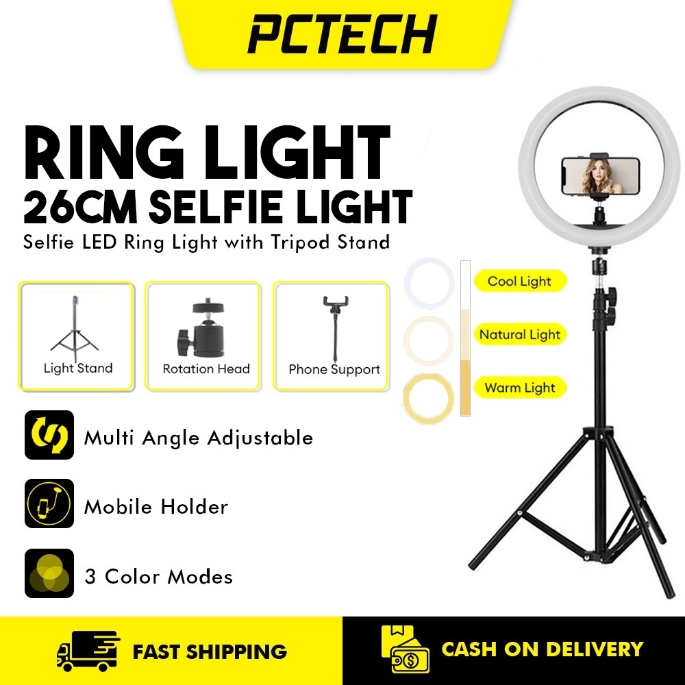 26CM Selfie LED Ring Light with Stand and Phone Holder Photo Studio ...
