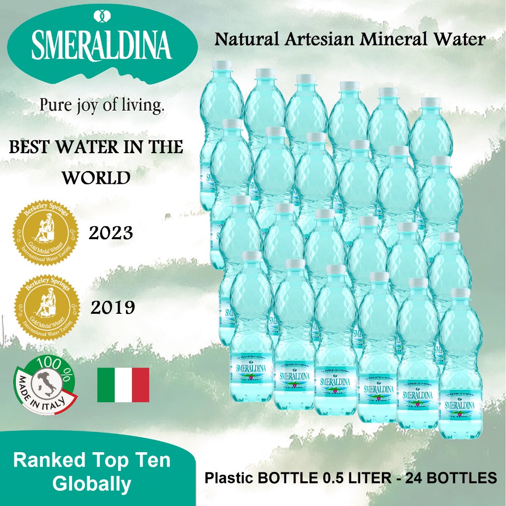 Smeraldina Natural Mineral Water น้ำแร่ธรรมชาติ from Italy PET 500 ml x 24 ขวด น้ำที่ดีที่สุดใน ...