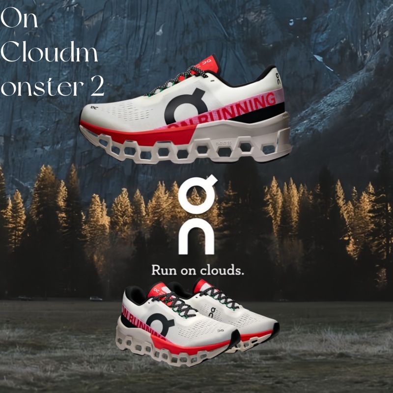 On Cloudmonster 2 White red รองเท้าผ้าใบ（ของแท้ 100 %） | Shopee Thailand