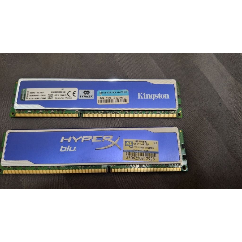 RAM kingston hyperX 16GB(8GBX2) DDR3 1600mhzมือ2ประกันsynnex jib ...