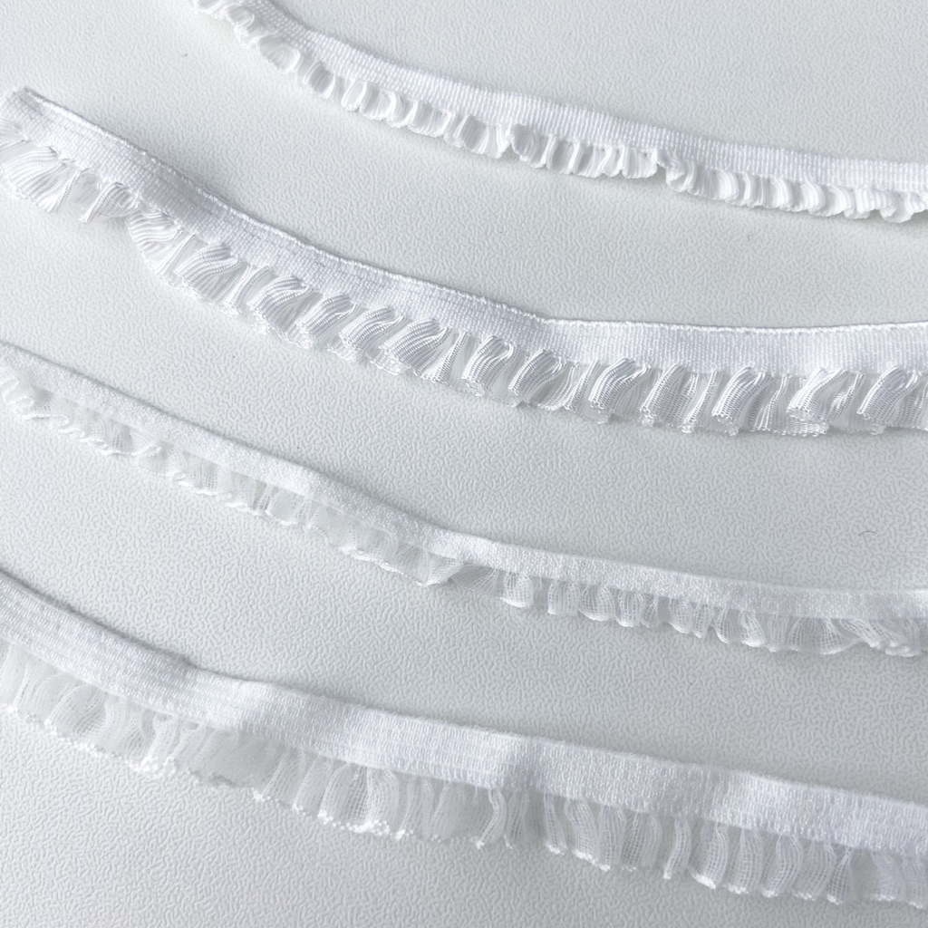 ♡ พร้อมส่ง | (5 หลา) Ruffle elastic ระบาย ยางยืด ขนาด 6/10 mm / 0.6/1 ...