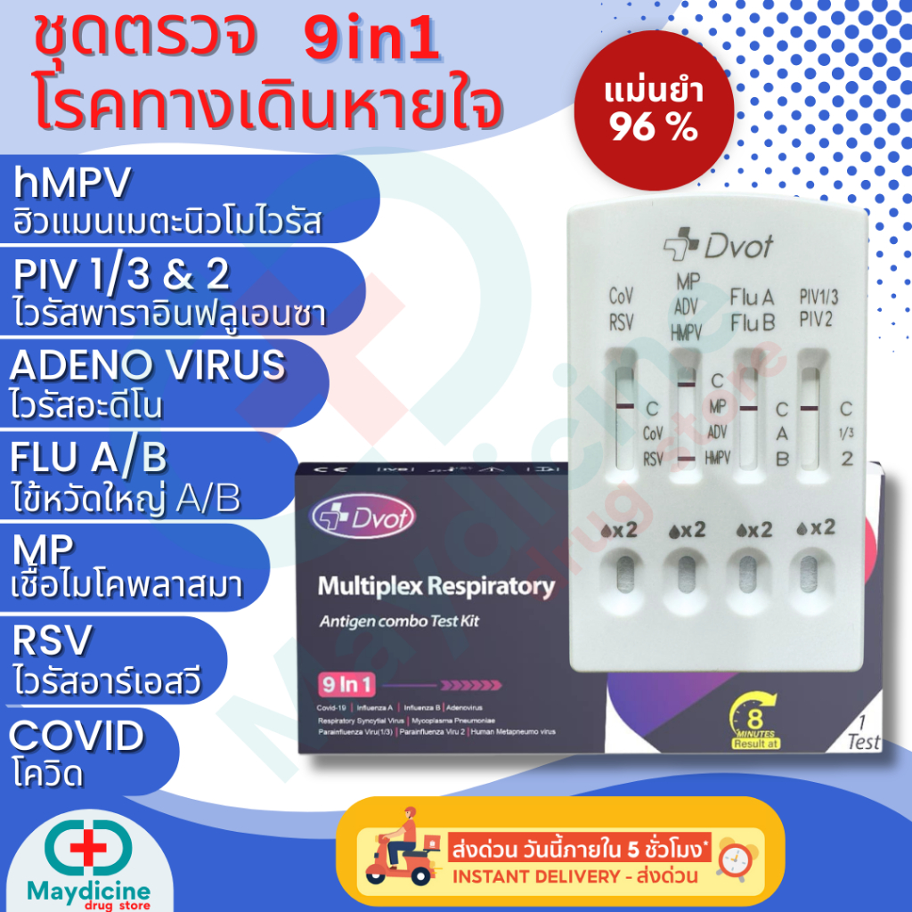 ชุดตรวจไข้หวัดใหญ่ hMPV RSV Flu A/B Covid Adeno virus MP Parainfluenza DVOT 9in1 | Shopee Thailand