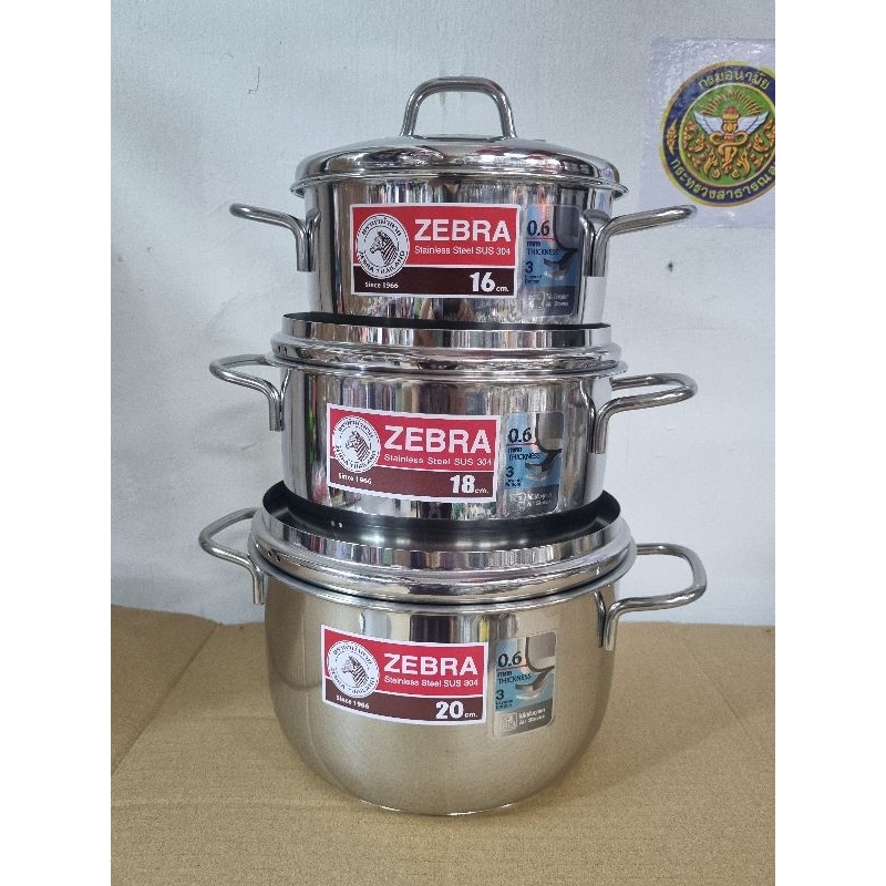 Zebra ชุดหม้อ Extra infinity ll 6 ชิ้น ตราหัวม้าลาย รุ่นเสริมแผ่น ...