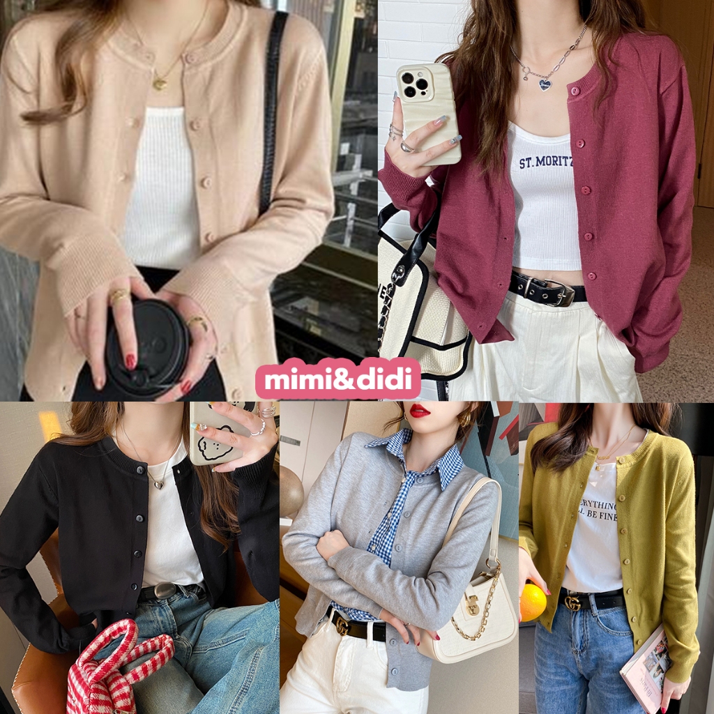 MIMI&DIDI#เสื้อคลุมไหมพรมคาร์ดิแกน คอกลม เสื้อสเวตเตอร์ฤดูใบไม้ร่วงแขนยาวหลวม#รุ่น10715 | Shopee ...