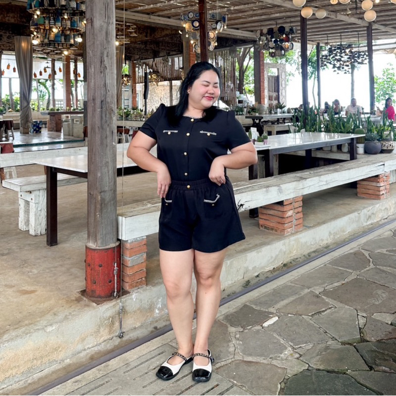 (MTNWHMG ลด 60.-) Lady M | ชุดเซ็ทเสื้อแขนสั้น กางเกงขาสั้นสาวอวบ ใส่เที่ยว ใส่เดินเล่นช้อปปิ้ง ...