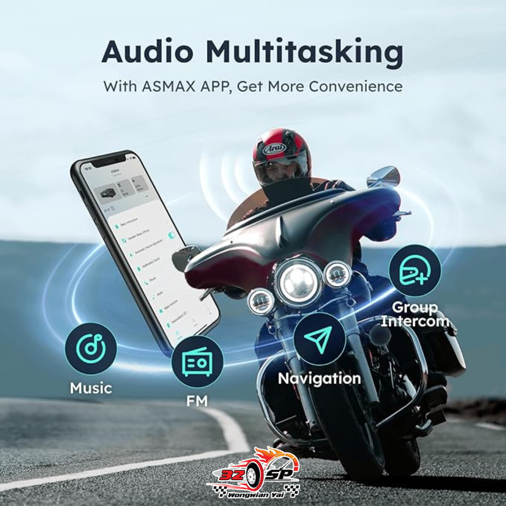 บลูทูธติดหมวกกันน็อค ASMAX S2 อินเตอร์คอมได้ 8 เครื่อง!! [รับประกัน 3ปี ...