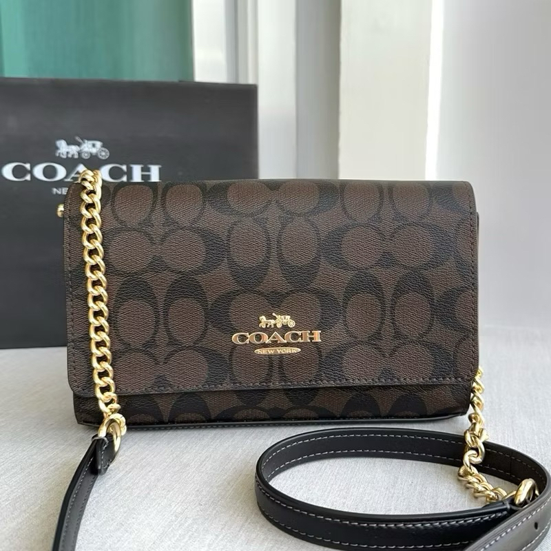 พร้อมส่งที่ไทย รุ่นใหม่ Coach Flap Crossbody In Signature Canvas 8 1/2 ...