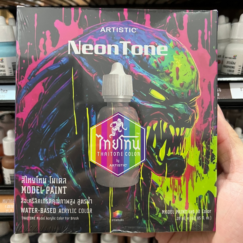 THAITONE NeonTone แบบยกเซต10สี Fluorescent ฟลูออเรสเซนต์ สีอะคริลิคสูตร ...