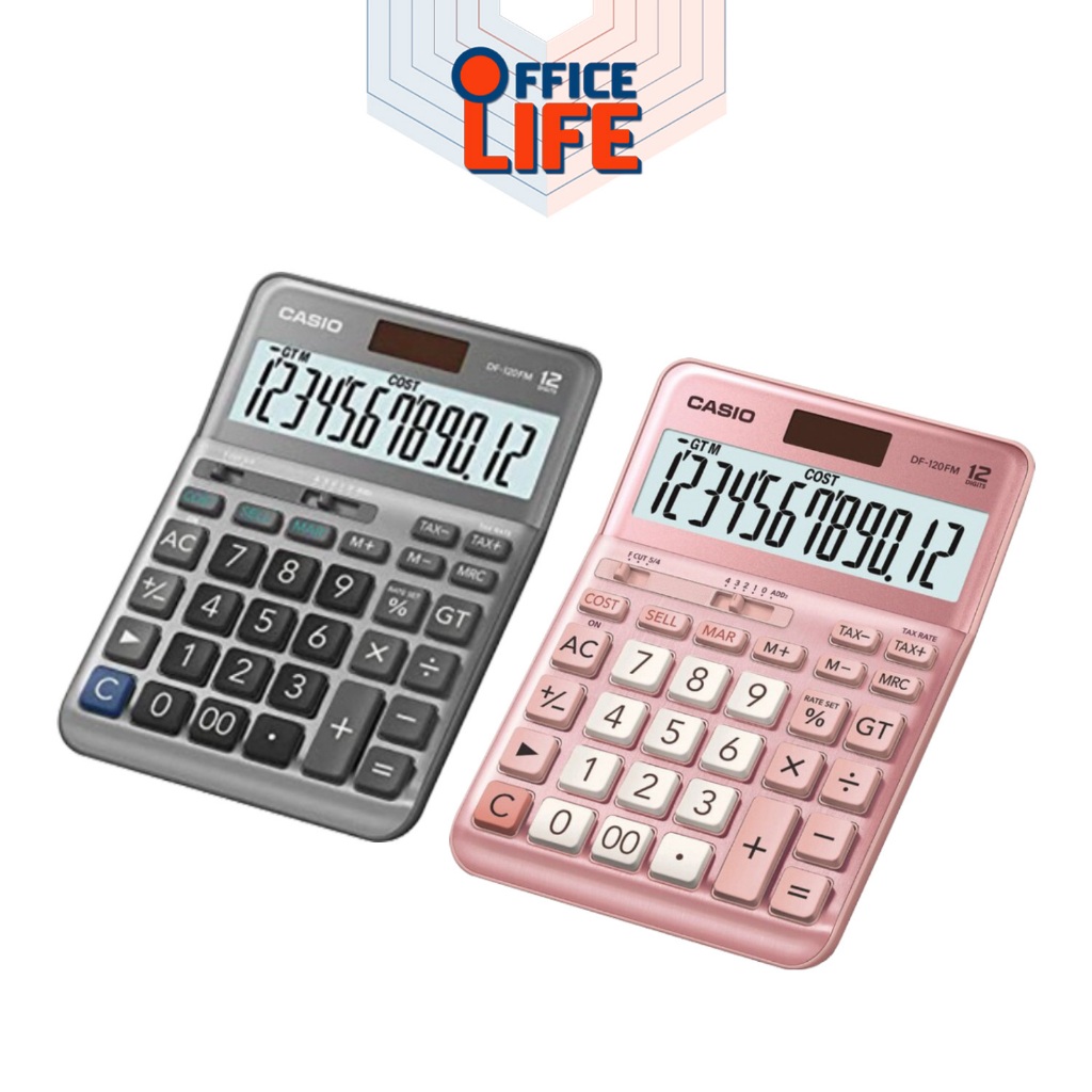Casio เครื่องคิดเลข DF-120FM สี PK ชมพู , สี BKดำ ของแท้ ( 1 เครื่อง ) | Shopee Thailand