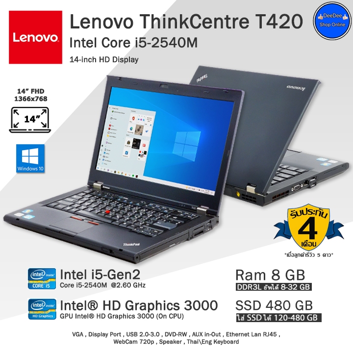 Lenovo ThinkPad T420 Core i5-2540M(Gen2) ราคาประหยัดทำงานสบายๆ โน๊ตบุ๊คมือสอง สภาพดี พร้อมใช้งาน ...