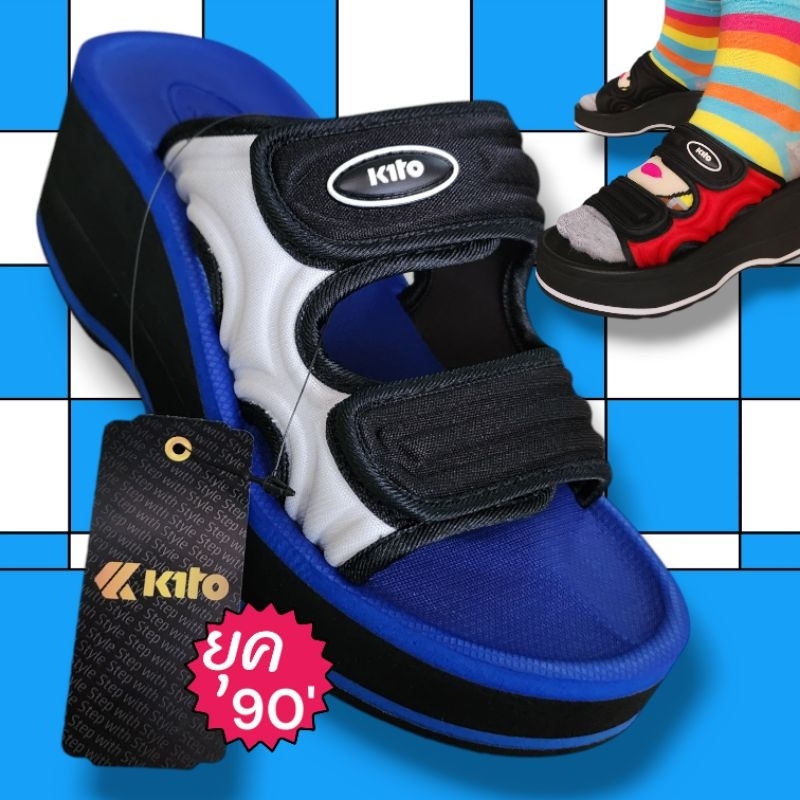 SIZE35-38 รองเท้าKITO แฟชั่นยุค90' รหัสAB43W ส้นตึกเดินง่าย | Shopee Thailand