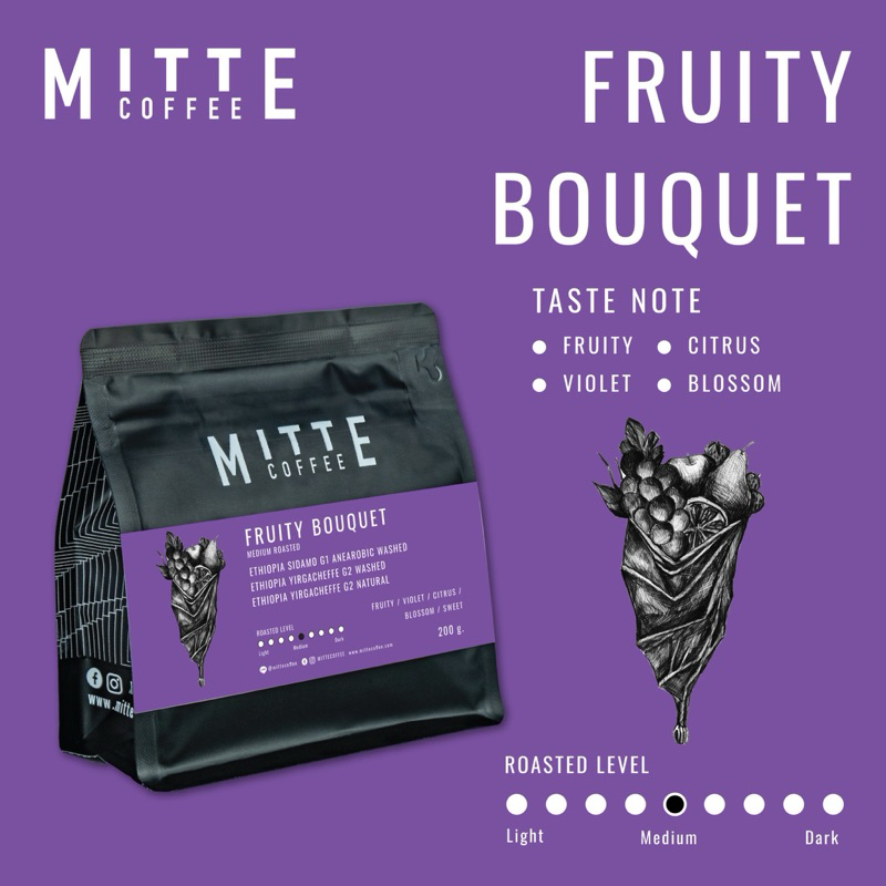 Mitte coffee เมล็ดกาแฟคั่วอ่อน - กลาง Fruity bouquet มี 3 ขนาด 200 กรัม ...