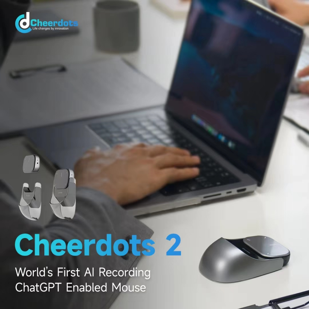 Cheertok Cheerdots 2 ทัชแพดไร้สาย All-in-one Pocket AirMouse AI Recording ChatGPT Enabled Mouse ...