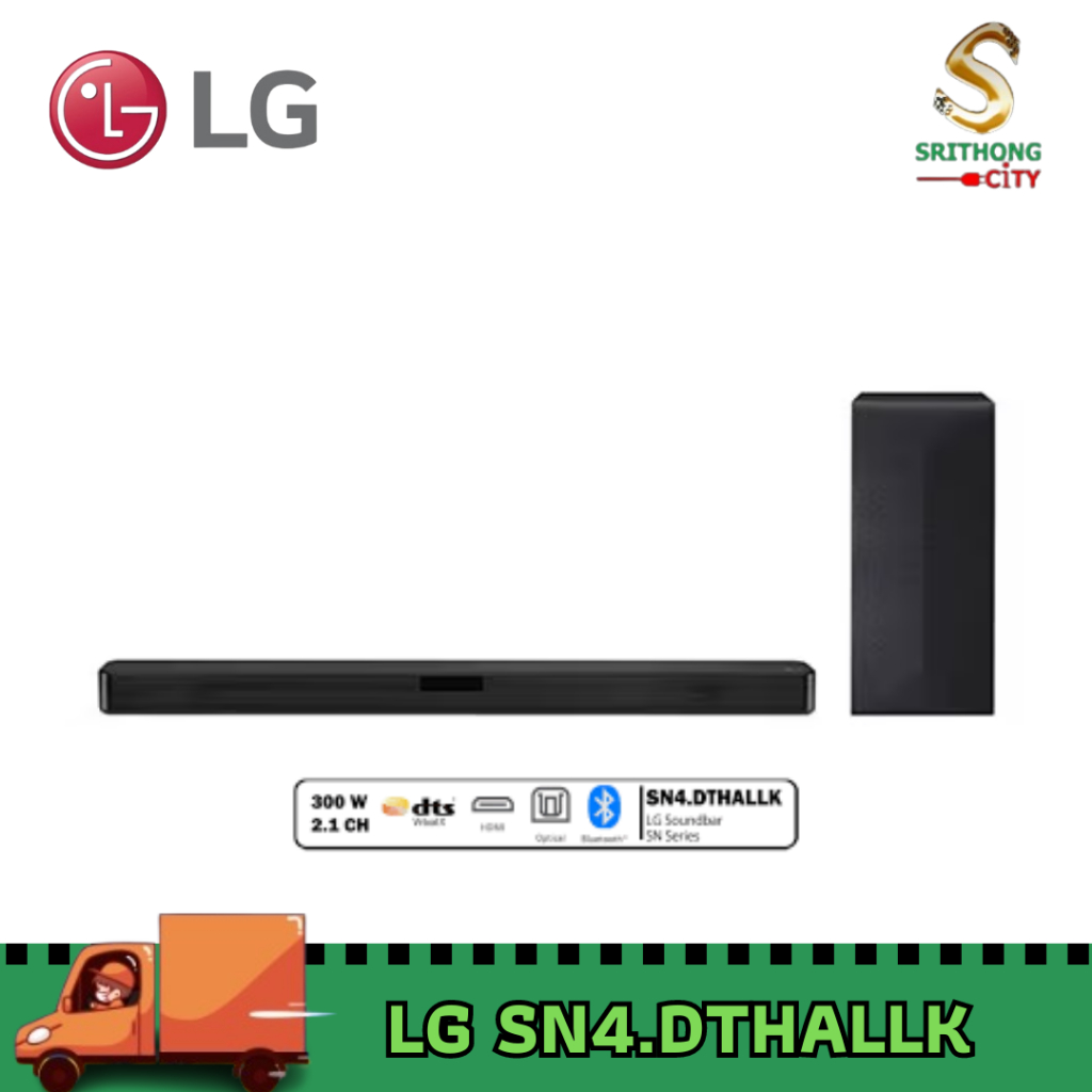 LG SoundBar SN4 ลำโพง ซาวด์บาร์ แอลจี 300W 2.1 Ch. รุ่น SN4.DTHALLK ...