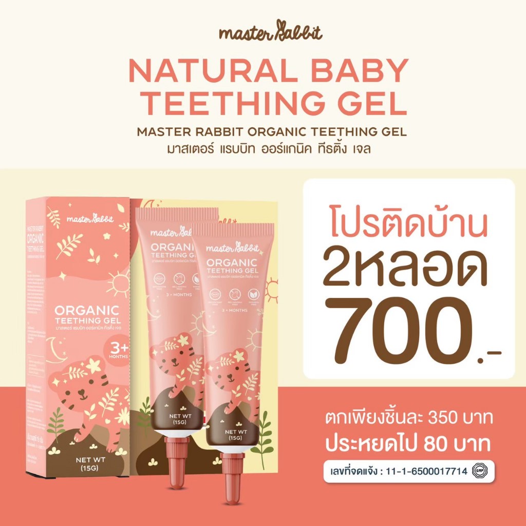เจลแก้ปวดเหงือก ฟันขึ้น แผลในปาก ร้อนใน Master Rabbit Teething Gel โปร 2หลอด | Shopee Thailand
