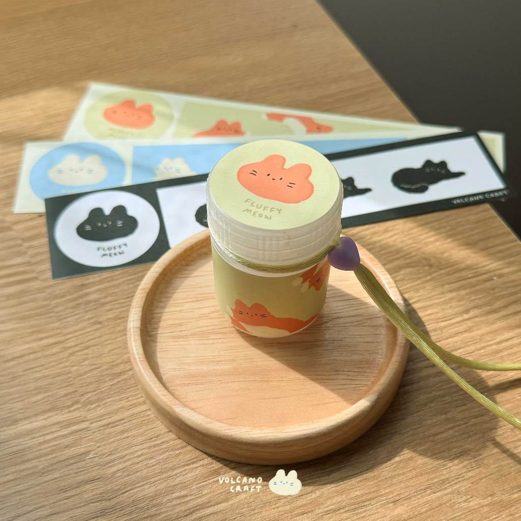 Sticker ขวดยาดมหงษ์ไทย 3 ลาย Fluffy Meow**เฉพาะสติ๊กเกอร์** | Shopee ...