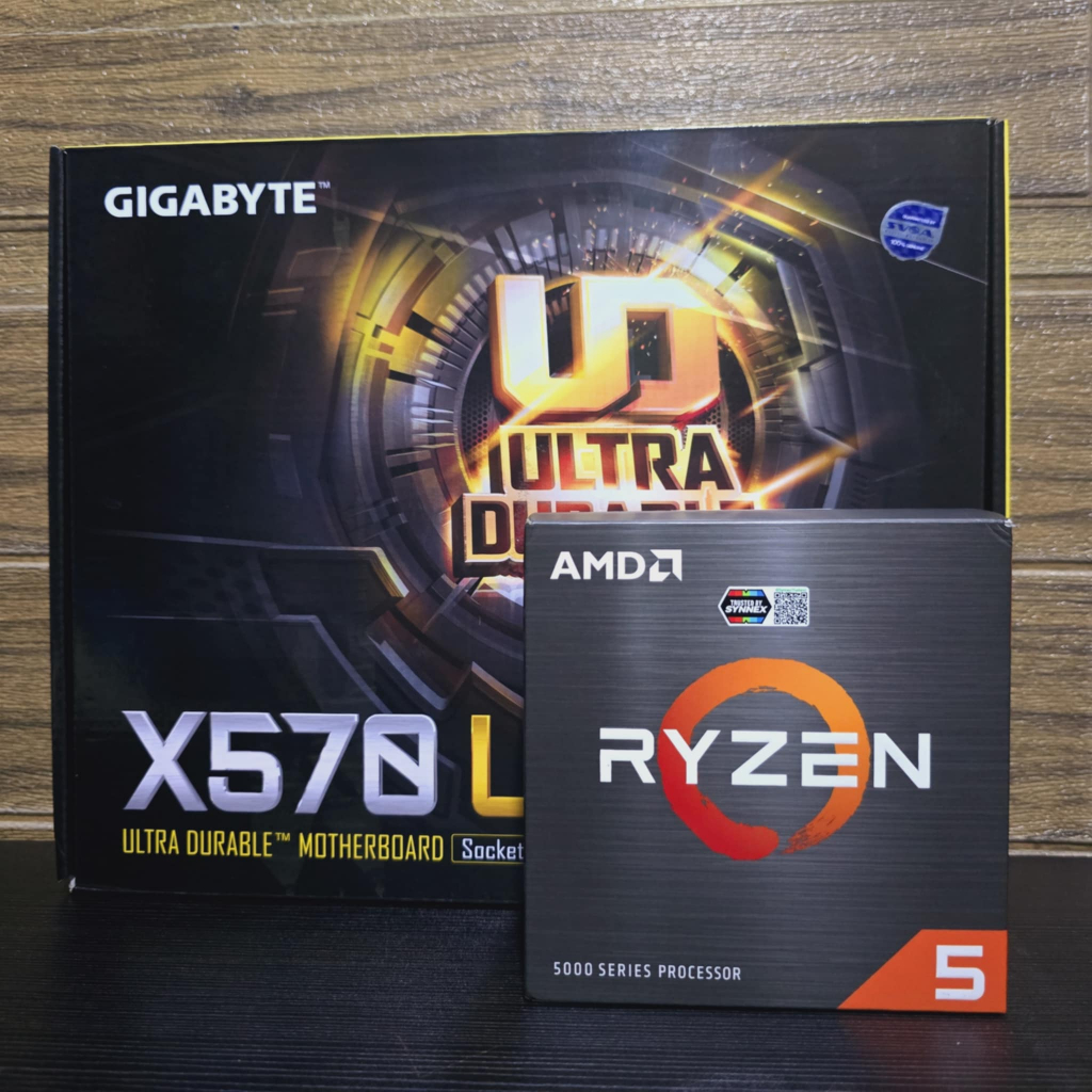 CPU (ซีพียู) AMD RYZEN 5 5500 3.6 GHz (6C/12T) + GIGABYTE X570 UD (AM4 ...