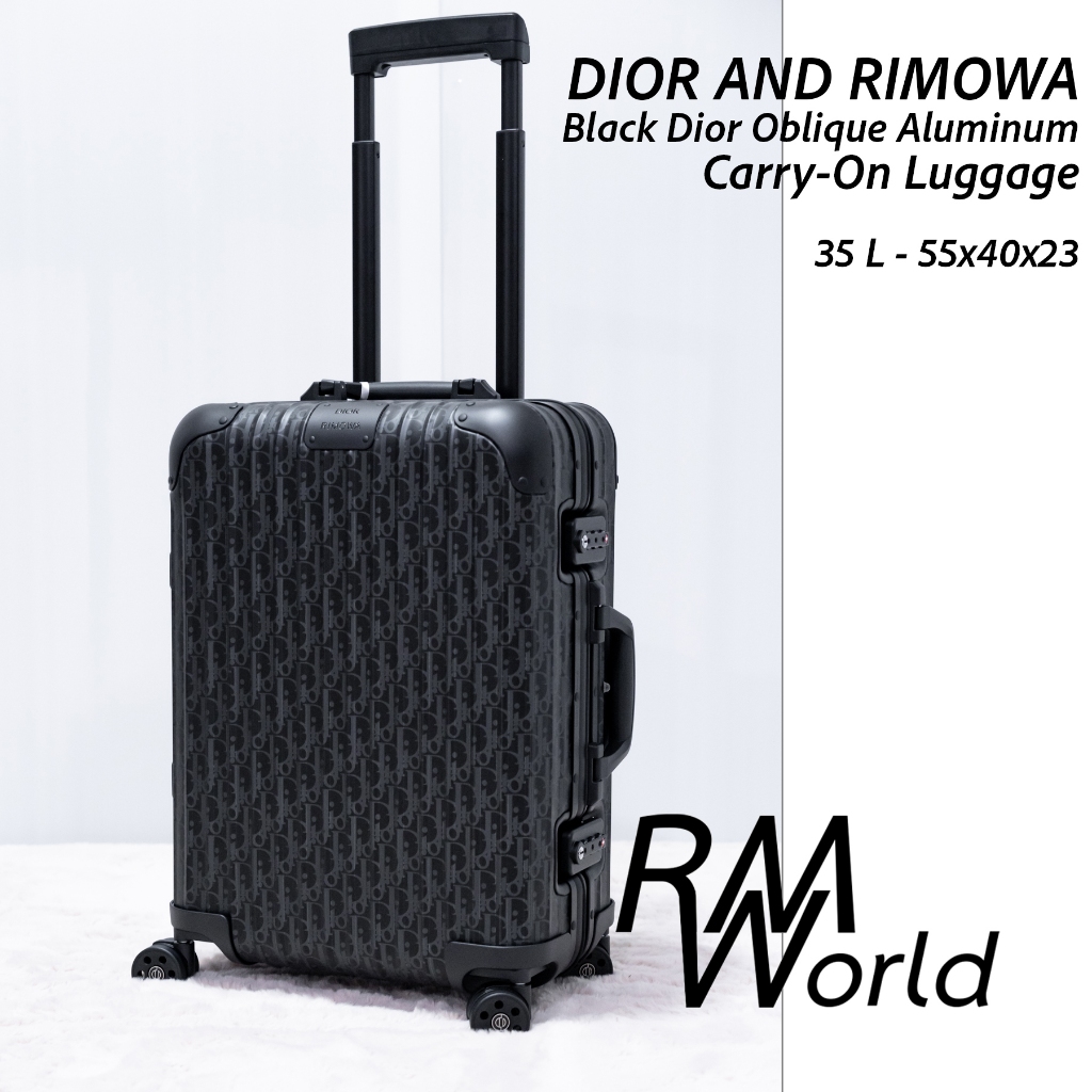 DIOR X RIMOWA Black Dior Oblique Aluminum Carry-On Luggage - Cabin Size กระเป๋าเดินทางริโมว่า x ...