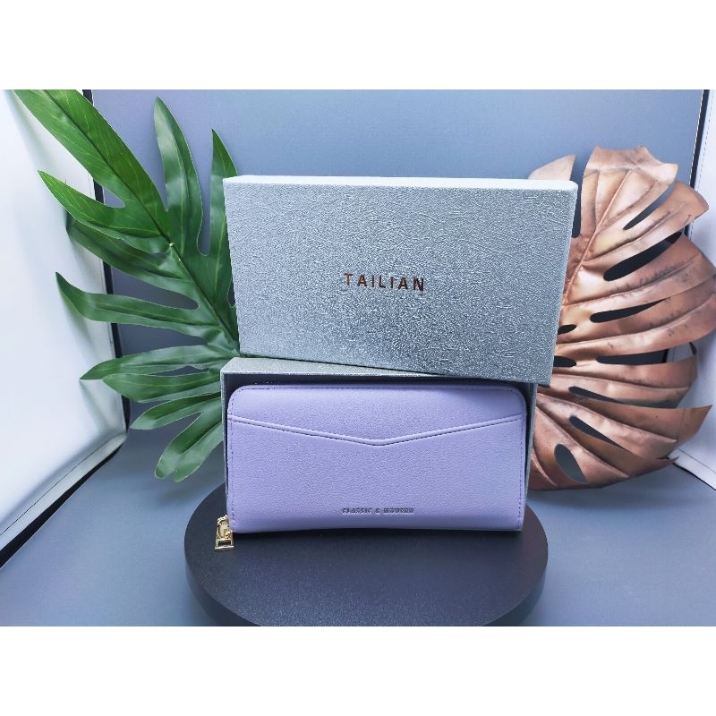 กระเป๋าสตางค์ผู้หญิง ใบยาวซิบรอบ งานแบรนด์แท้ TAILIAN เรียบหรูดูแพง(สีม่วงพาสเทล) | Shopee Thailand