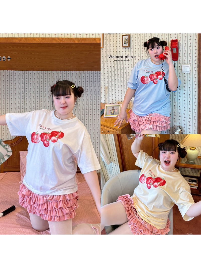 𝐎𝐯𝐞𝐫𝐬𝐢𝐳𝐞𝐝 𝐭𝐨𝐦𝐚𝐭𝐨🍅 - เสื้อOversize คอกลมสาวอวบ อก38-52นิ้ว ลายมะเขือเทศสีแดงสุดน่ารัก ใส่สบาย ไม่ ...