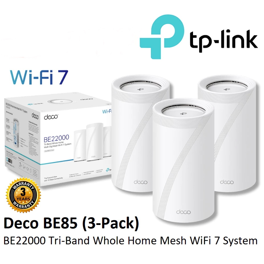 TP-LINK (Deco BE85) BE22000 Whole Home Mesh Wi-Fi 7 System | Shopee ...