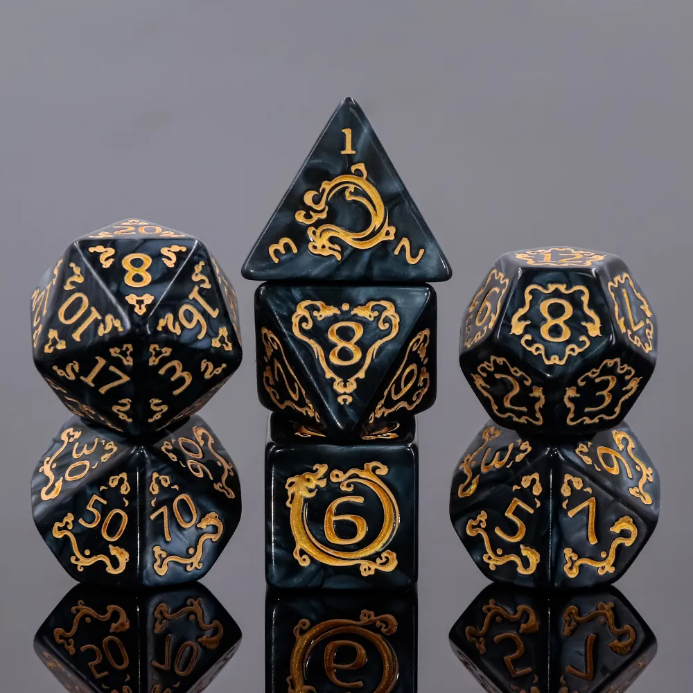 Black Cloud Dragon Dice Set of 7 | ลูกเต๋า Dice For DnD D&D MTG RPG ...