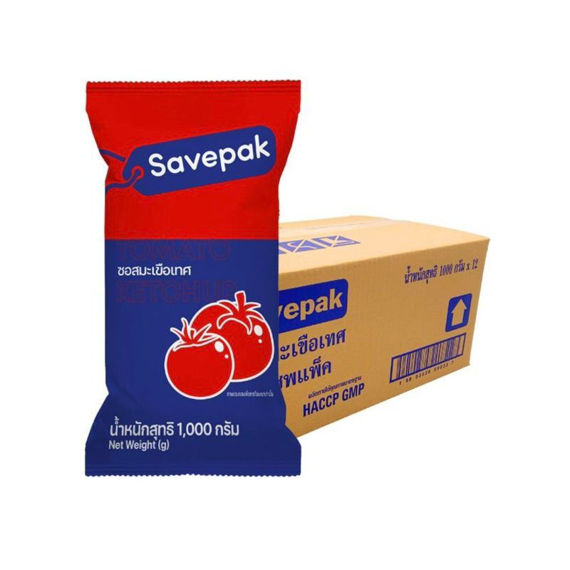 Savepak ซอสมะเขือเทศ 1กก. (12ถุง) ซอส เซพแพ็ค ยกลัง | Shopee Thailand