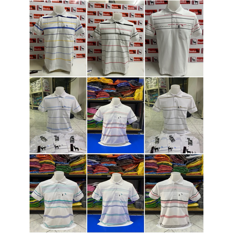 เสื้อโปโลผู้ชาย รุ่นขาวพิมพ์ลาย คละสินค้าคละลายให้ค่ะ GEEKOตรากวางของแท้100% | Shopee Thailand