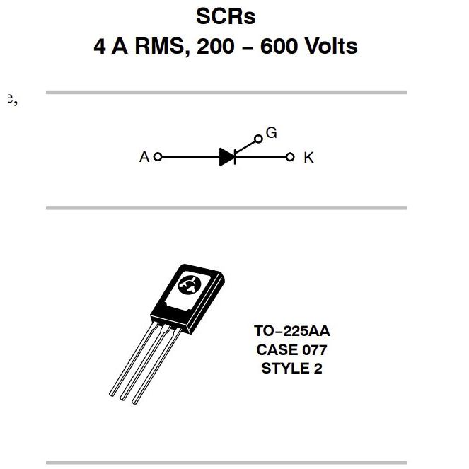 Thyristor ไทริสเตอร์ C106DG C106 (จำนวน 10ชิ้น) SCR 400V 4A 200uA TO ...