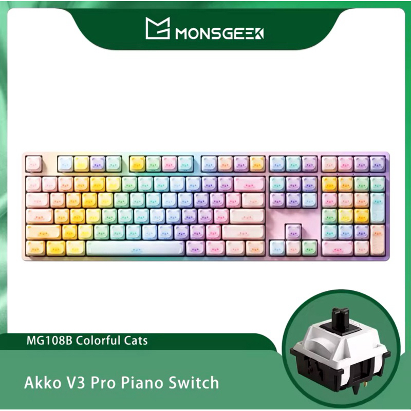 คีย์บอร์ด akko Monsgeek MG108B ขนาด Full-Size ไร้สายมีบลูทูธ มีไฟ RGB ...