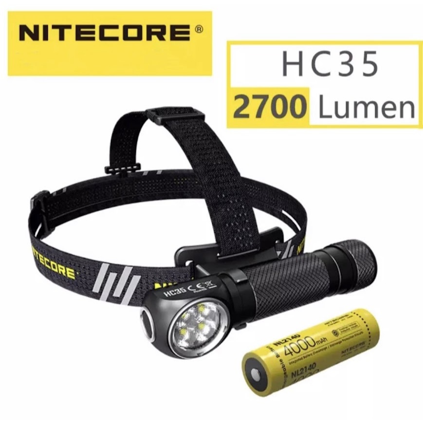 NITECORE HC35 USB ไฟหน้าแบบชาร์จไฟได้ 4 * XP-G3 S3 LED สูงสุด 2700 ลูเ ...