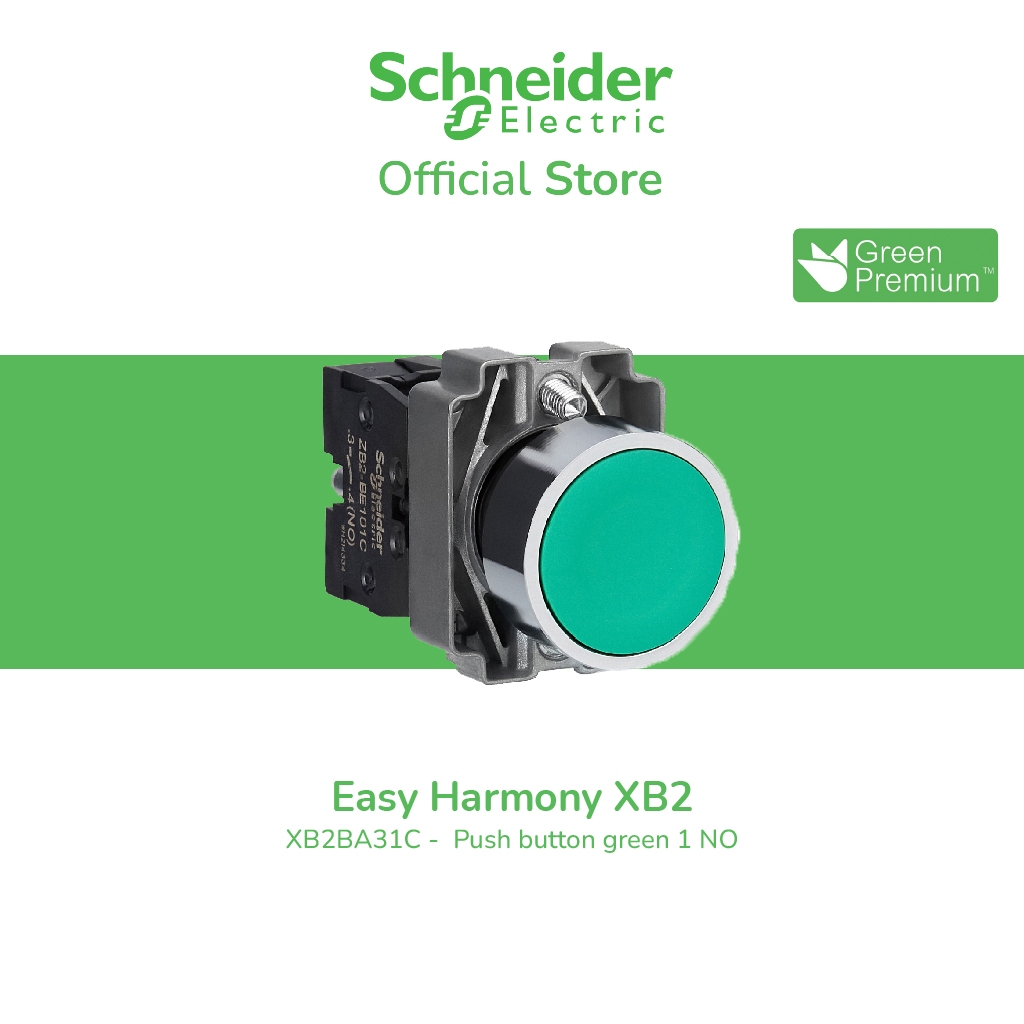 Schneider Electric Easy Harmony XB2 Push button green 1 NO - XB2BA31C ...