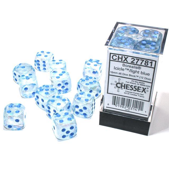[ของแท้] ลูกเต๋า Chessex Dice Borealis 16mm d6(12 Dice) สำหรับเกมกระดาน ...