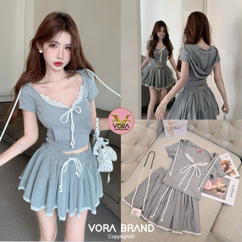 M11 งานป้าย Vora Set ชุดเซ็ท กระโปรงสั้นซับในกางเกง สำหรับผู้หญิง เสื้อผ้าแฟชั่นผู้หญิง ไซส์ S-L ...